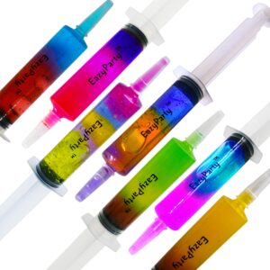 jello party syringes with 5 extra caps, 30 pack reusable 2oz plastic party syringes, and cleaning brush,great for filling jello, pudding, patrick's day, graduation party