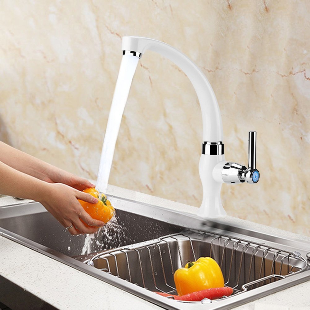 Kitchen Sink Faucet Single Handle Cold Faucet Water Faucet Water Tap for Kitchen Sink Bathroom Basin Bathtub Mop Pool G1/2 ABS Plastic (Straight Handle)