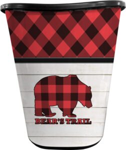 rnk shops personalized lumberjack plaid waste basket - double sided (black)