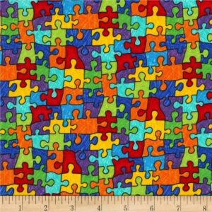 timeless treasures novelty brights bright puzzle pieces