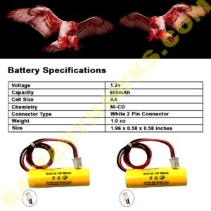 (5 Pack) OSA268 EXR LED EL M6 AA900mAh 1.2v Ni-CD AA 900mAh 1.2v Battery Exit Sign Emergency Light BST D-AA900BT Custom-332 ELB CS01