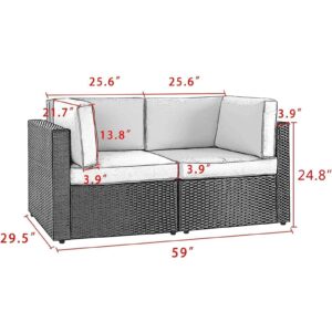 Kinsunny Wicker Loveseats Patio Sectional Corner Sofa Rattan Outdoor Thick Sofa Set