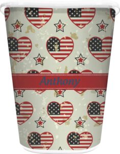 rnk shops personalized americana waste basket - double sided (white)