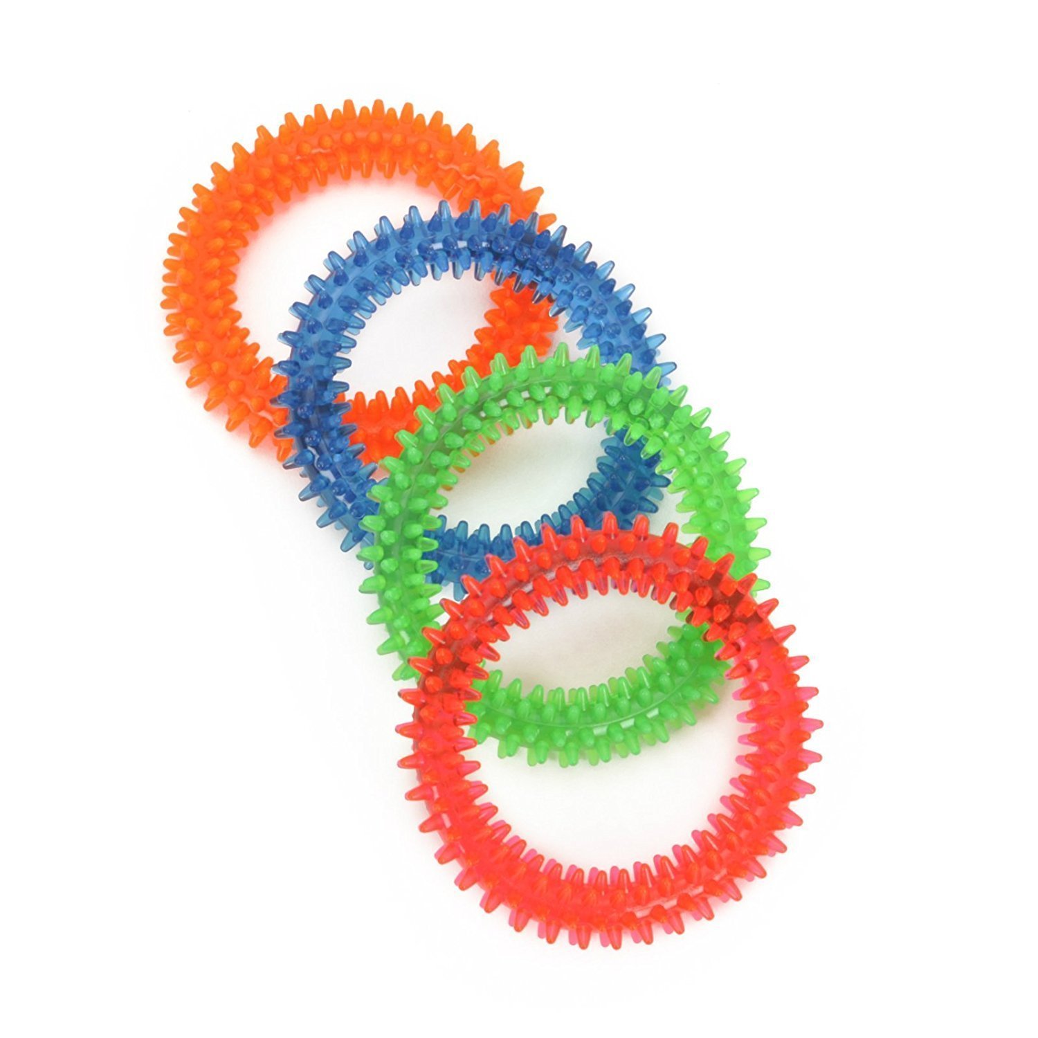 The Dogs Company Rubber Dental Puppy Teething Spike Ring Chew Toy, 6 inches, Colour May Vary