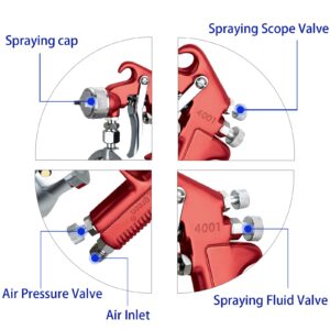 PNTGREEN HVLP Spray Gun Air Paint Sprayer Siphon Feed 1000CC Capacity, with 1.8mm Nozzle Professional Spray Guns for Painting Cars