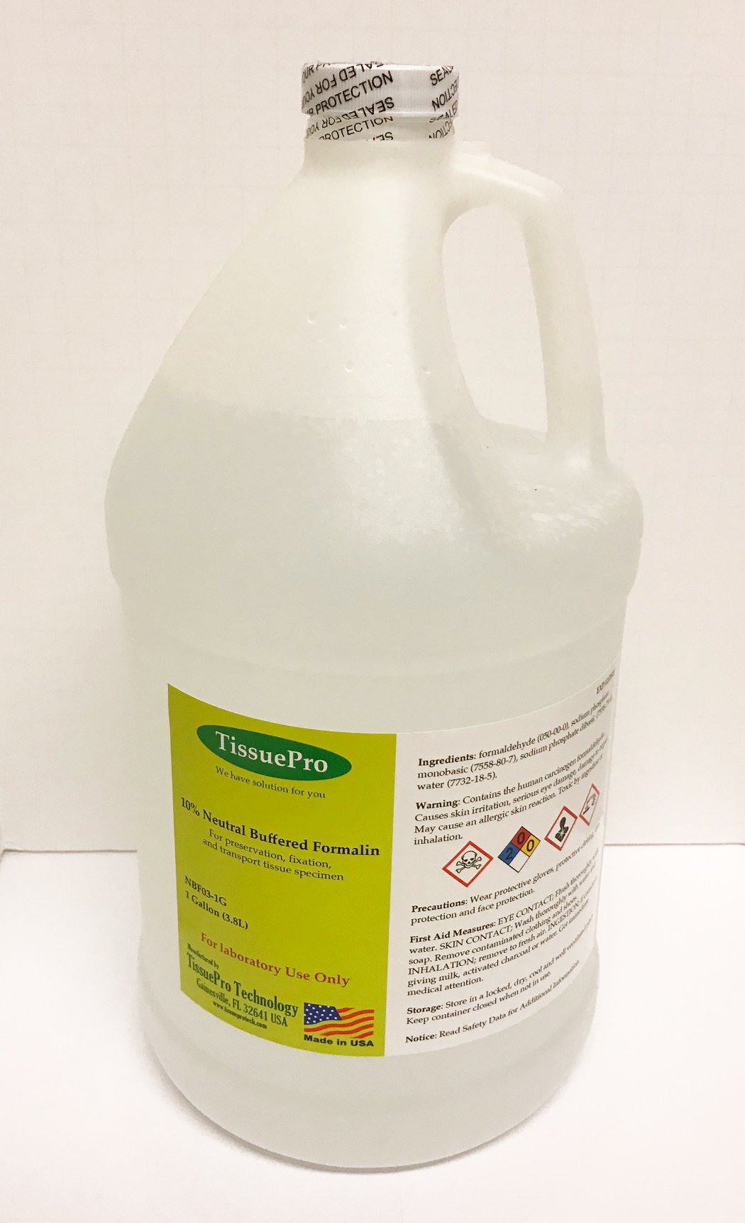 Tissue Pro - 10% Neutral Buffered Formalin (NFB) Ready-to-Use Histological Tissue Fixative, Formaldehyde Wet Specimen Preservation,1Gallon or 3.8 L, R