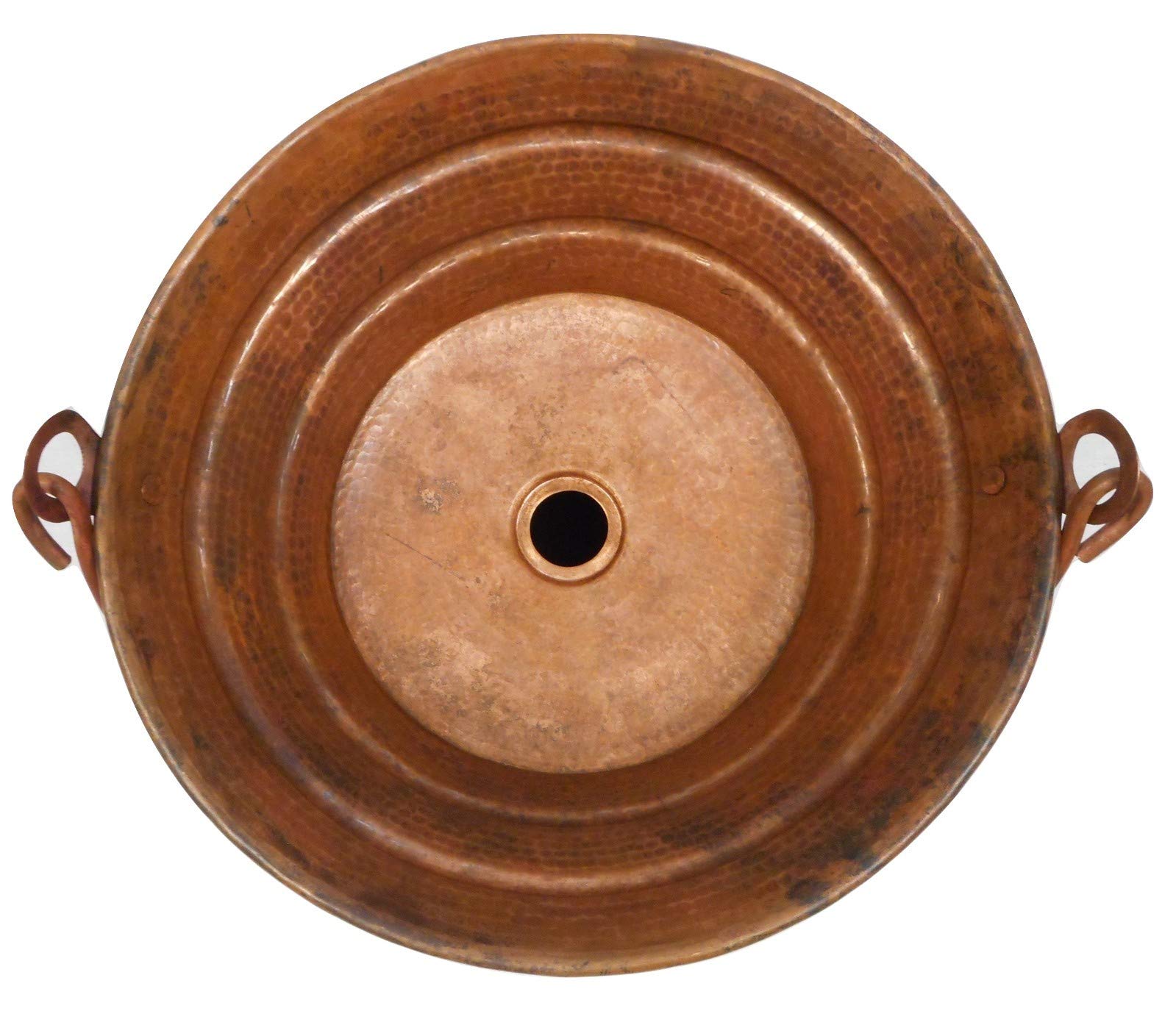 SimplyCopper Natural Fired 15" Round Copper Vessel BUCKET Bath Sink