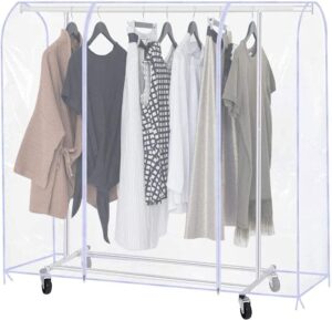 71" l clear garment rack cover, clothing rack covers, adult kids clothes protector with 2 durable zipper,waterproof wardrobe cover, dustproof hanging clothes rack cover, foldable(l:71x20x52 inch)