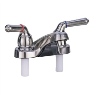 RecPro RV Rectangle Bathroom Sink (White) w/Brushed Nickel Teapot Faucet | RV Lavatory Sink w/faucet | Camper Sink