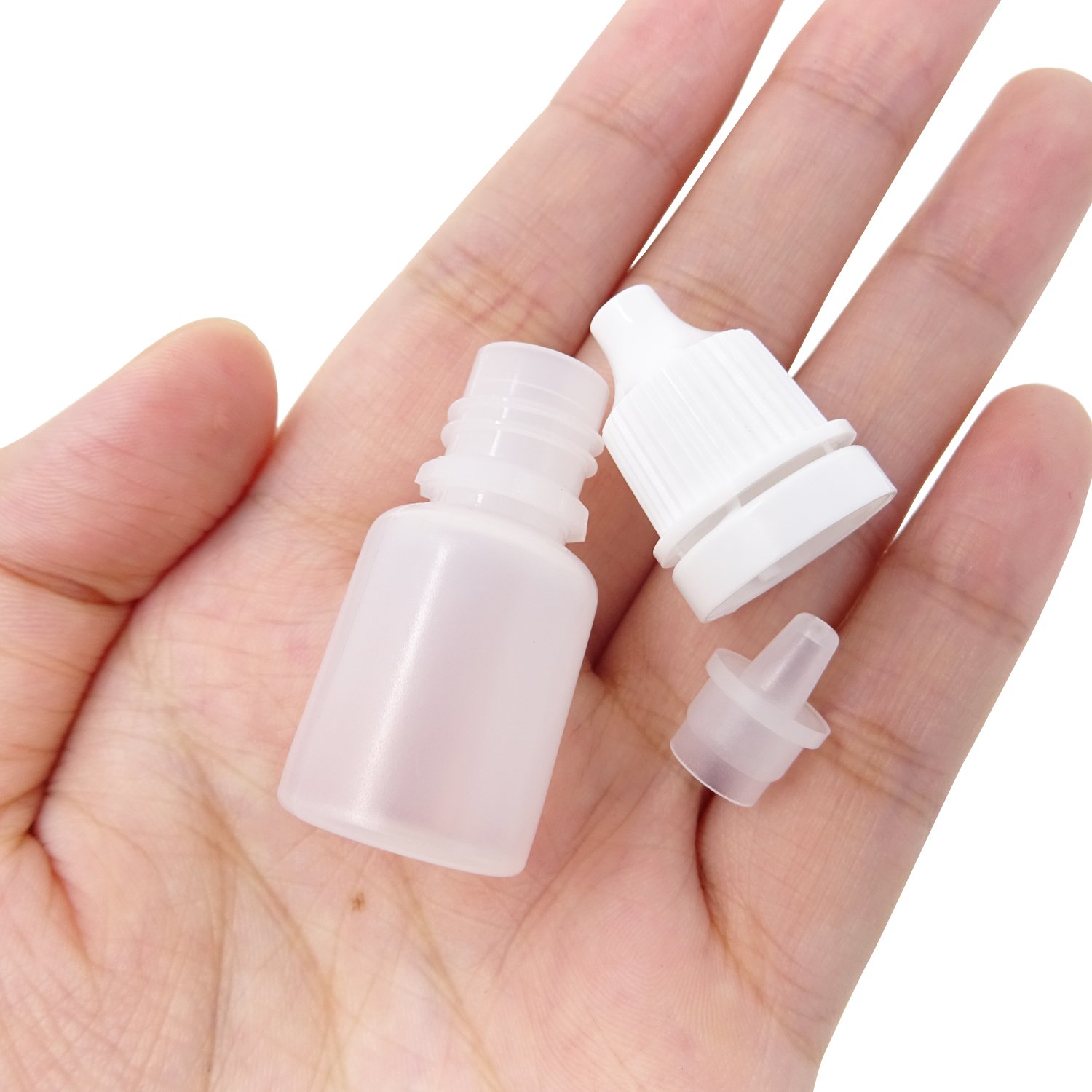 Honbay 30PCS 5ML Plastic Empty Squeezable Dropper Bottles Portable Eye Drop Bottle Containers Eye Liquid Dropper Bottle with Screw Cap and Plug (White)