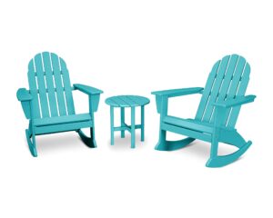 polywood vineyard 3-piece adirondack rocking chair set with side table