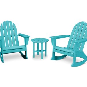 POLYWOOD Vineyard 3-Piece Adirondack Rocking Chair Set with Side Table