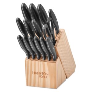 hampton forge black – rochester – 15 piece knife block set