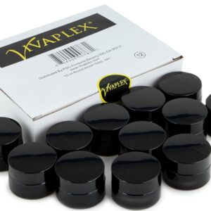 Vivaplex, 12, Amber, 15 ml, Round Glass Jars, with Inner Liners and black Lids