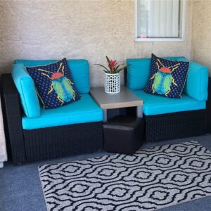 Kinsunny Wicker Loveseats Patio Sectional Corner Sofa Rattan Outdoor Thick Sofa Set