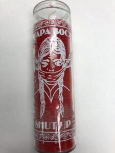 shut up (tapa boca) 1 color unscented red pillar candle in glass