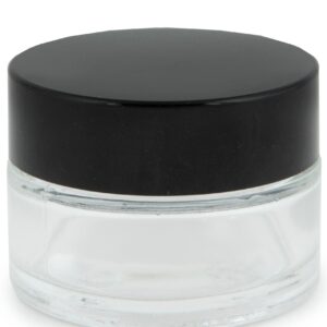 Vivaplex, 12, Clear, 15 ml (1/2 oz), Round Glass Jars, with Inner Liners and black Lids