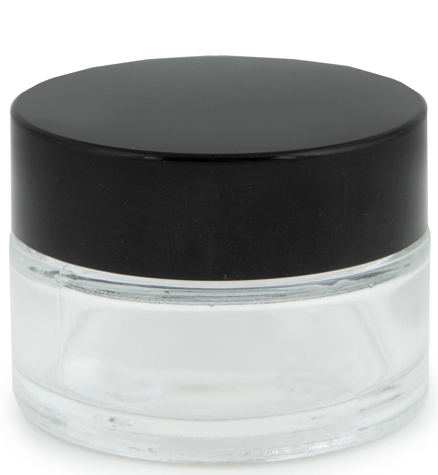 Vivaplex, 12, Clear, 15 ml (1/2 oz), Round Glass Jars, with Inner Liners and black Lids