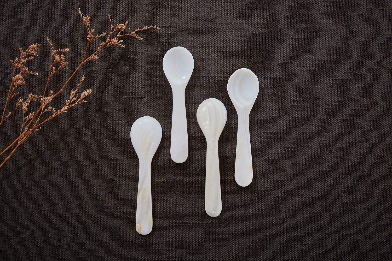 DUEBEL Set of 10 White Mother of Pearl 3.55′′ Caviar Spoons for Caviar, Egg, Coffee Serving (White, 9cmx2.4cm)