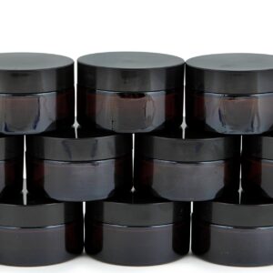 Vivaplex, 12, Amber, 15 ml, Round Glass Jars, with Inner Liners and black Lids