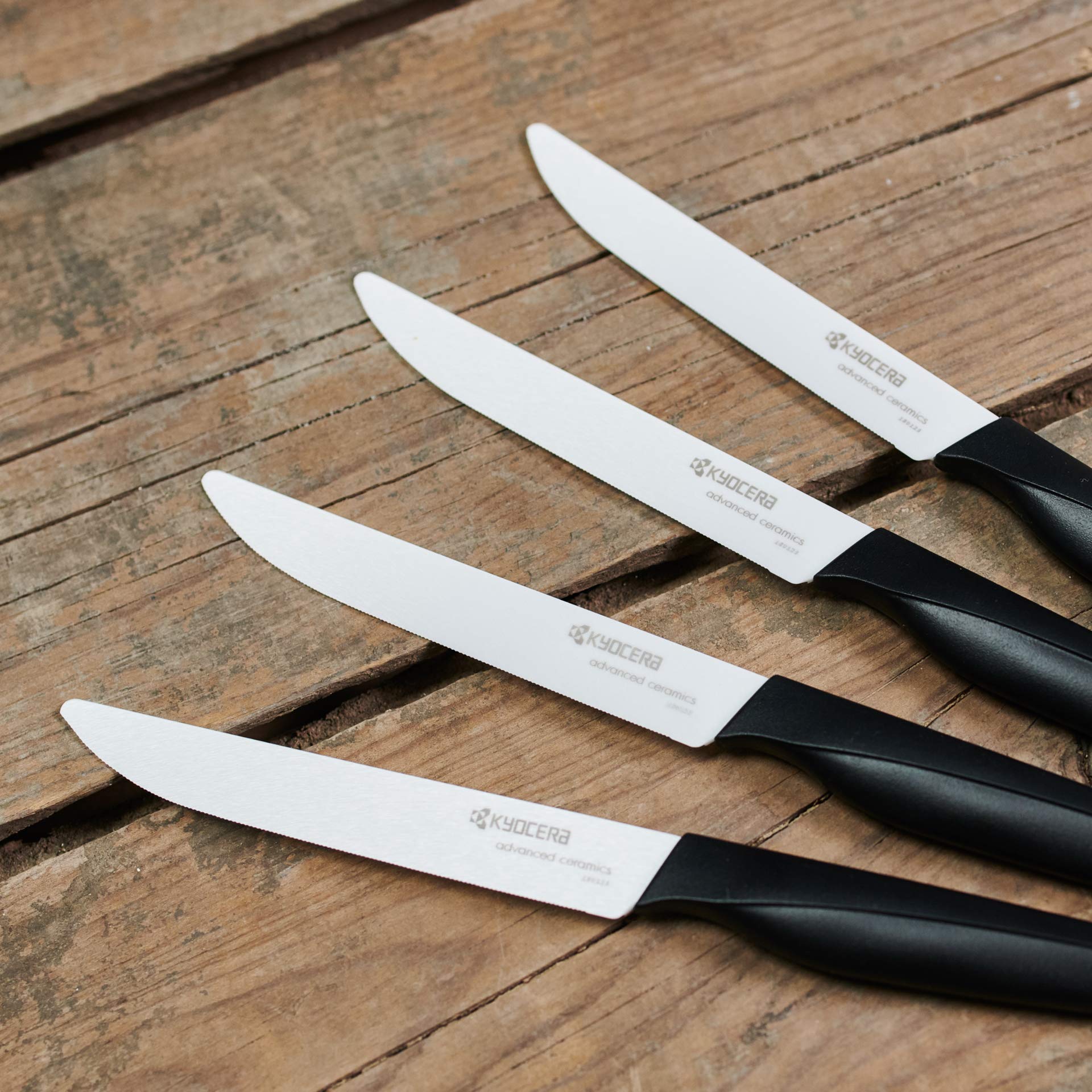 Kyocera 4-piece Ceramic Steak Knife Set, 4.5" Black/White