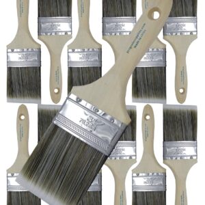 12PK 3 inch Flat Brush Premium Wall/Trim House Paint Brush Set for Professional Painter and Home Owners Painting Brushes for Cabinet Decks Fences Interior Exterior & Commercial Paintbrush.