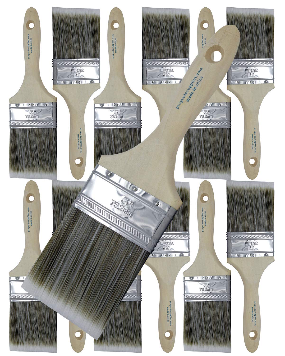 12PK 3 inch Flat Brush Premium Wall/Trim House Paint Brush Set for Professional Painter and Home Owners Painting Brushes for Cabinet Decks Fences Interior Exterior & Commercial Paintbrush.