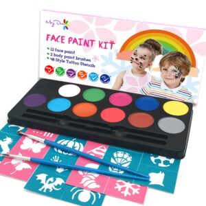 maydear face painting kit for kids with 12 colors safe and non-toxic large water based face paint (matte)