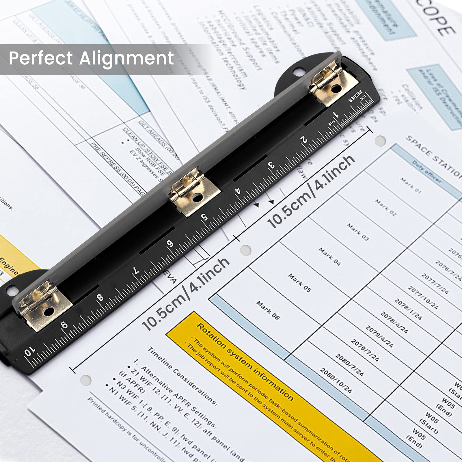 Eagle 3 Hole Punch, Portable Ring Binder 3 Hole Punch, Paper Puncher with Integrated Ruler, 5 Sheets Capacity, for Ring Binders, Office and School Supplies (Black)