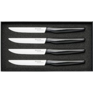 kyocera 4-piece ceramic steak knife set, 4.5" black/white