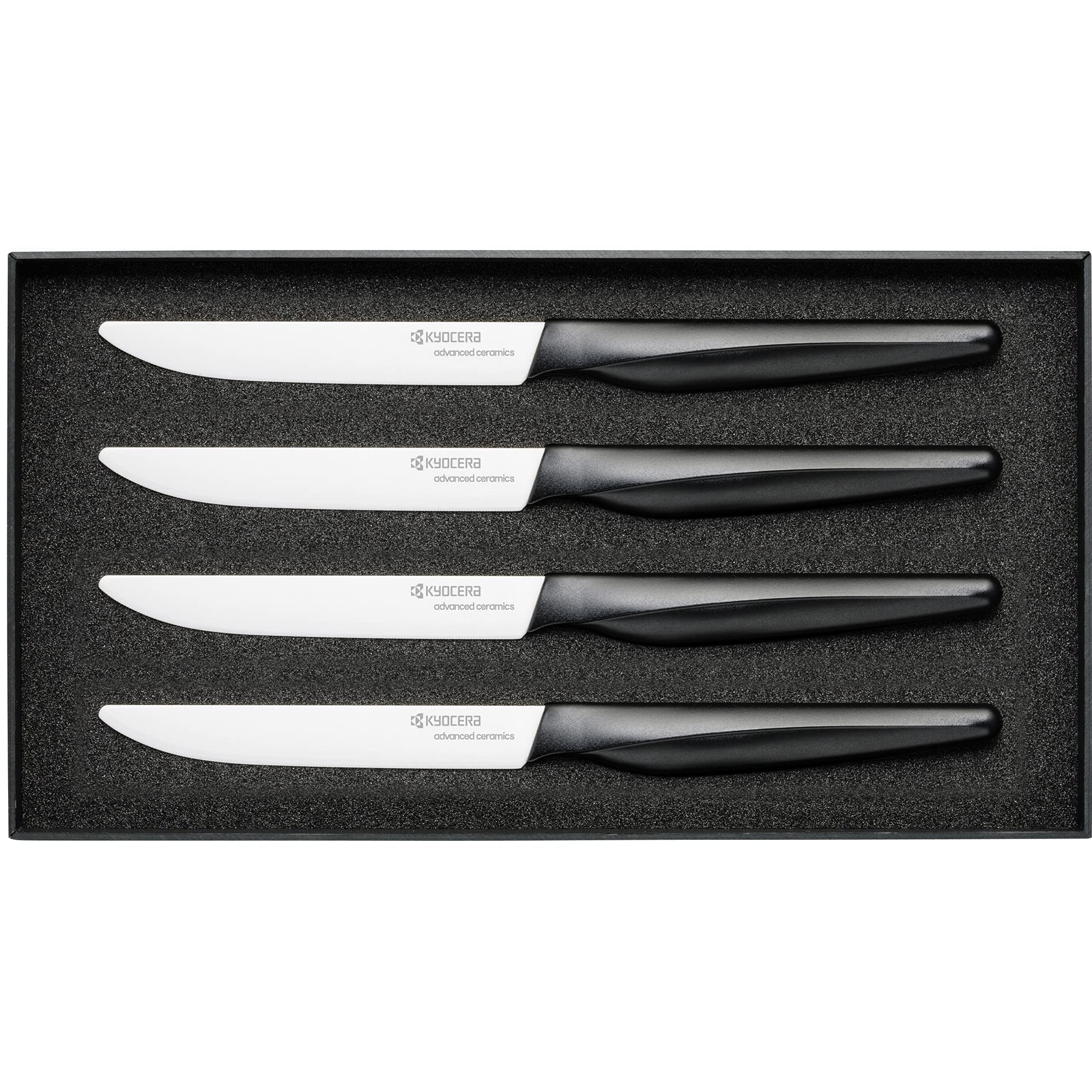 Kyocera 4-piece Ceramic Steak Knife Set, 4.5" Black/White