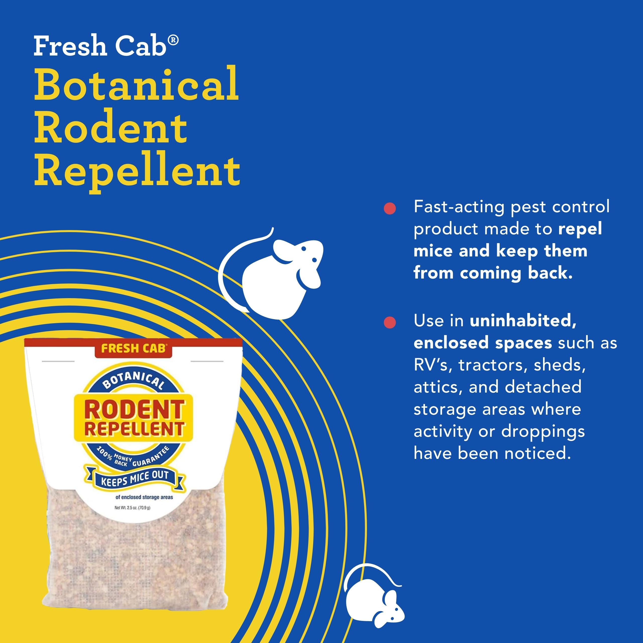 Fresh Cab Botanical Rodent Repellent - Environmentally Friendly, Keeps Mice Out, 12 Scent Pouches