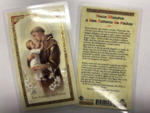 holy prayer cards for 3 minutes with saint anthony de padua in spanish