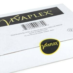 Vivaplex, 12, Clear, 15 ml (1/2 oz), Round Glass Jars, with Inner Liners and black Lids