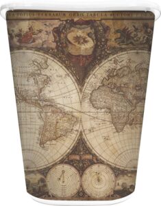 rnk shops vintage world map waste basket - double sided (black)