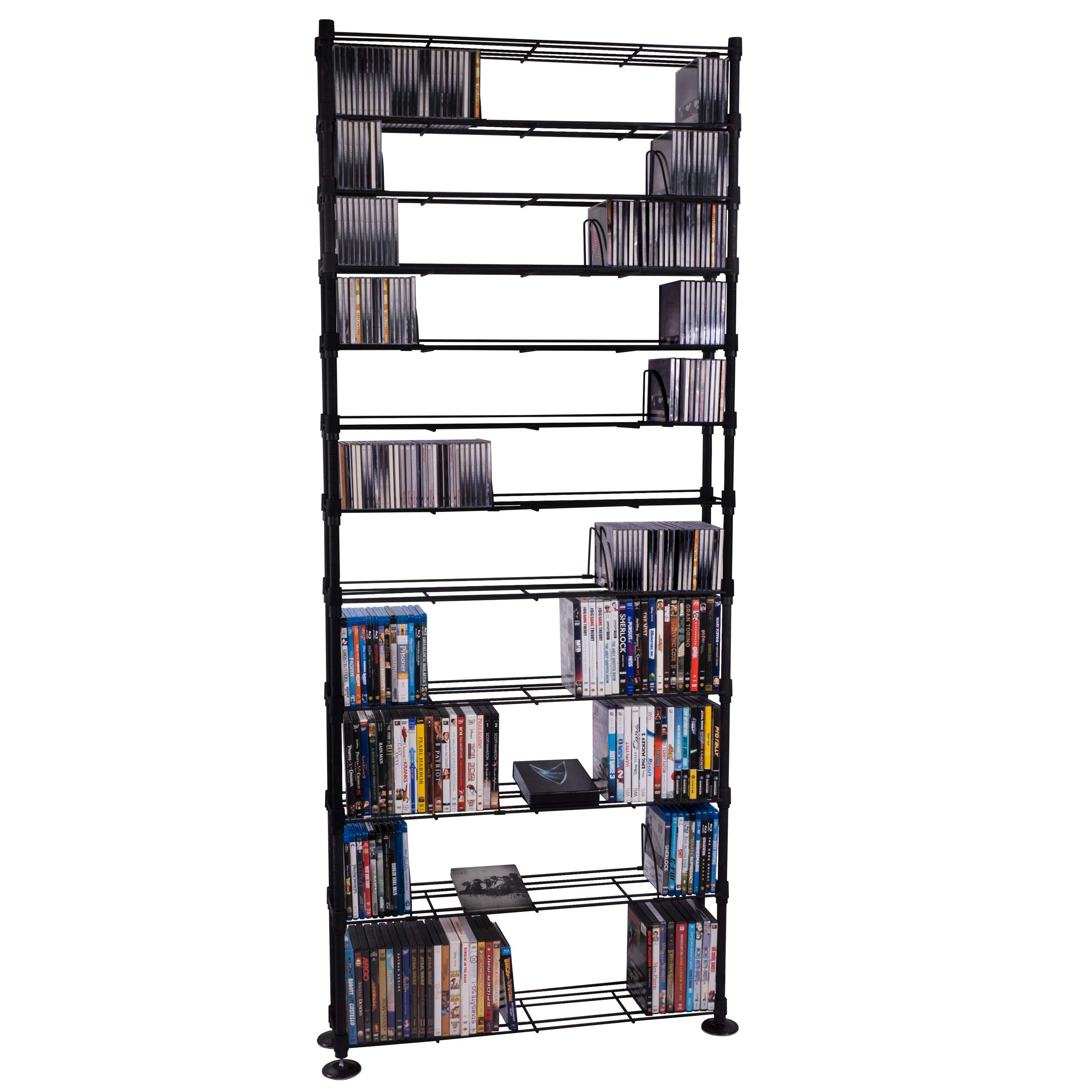 Atlantic Maxsteel 12 Tier Shelving - Heavy Gauge Steel Wire Shelving for 864 CD/450 DVD/Blu-Ray/Games in Gunmetal,38408071