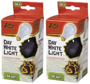 zilla incandescent light and heat bulb, day white, 50 watts (2 pack)