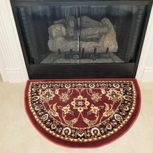 Great American Distributors Hearth Slice Fireplace Rug - Log Cabin Decor, Kitchen Carpet, Accent Rug, Fire Resistant Mat, Traditional Designs, 2'2" x 3'3" (Red/Black/Red)