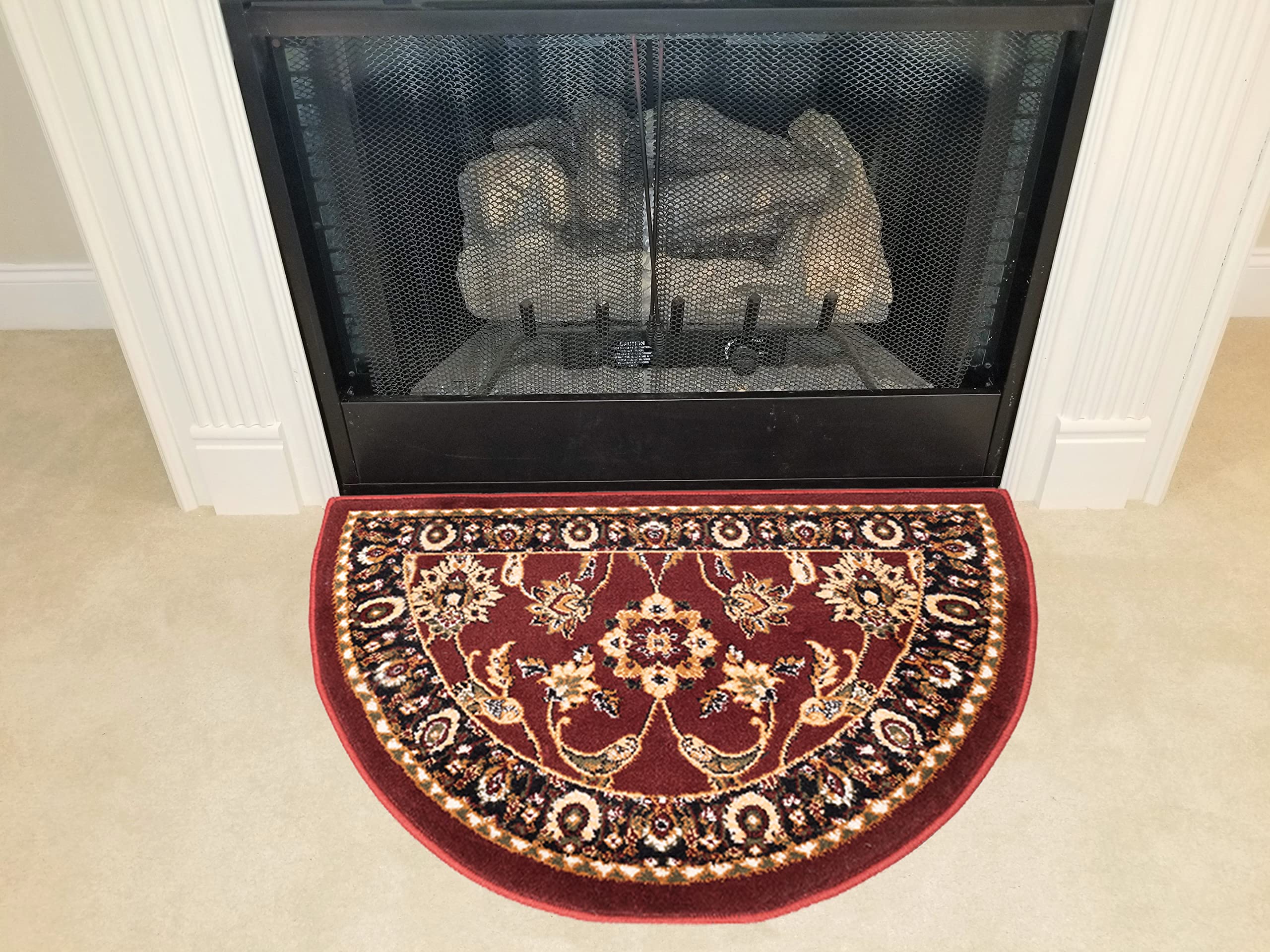 Great American Distributors Hearth Slice Fireplace Rug - Log Cabin Decor, Kitchen Carpet, Accent Rug, Fire Resistant Mat, Traditional Designs, 2'2" x 3'3" (Red/Black/Red)