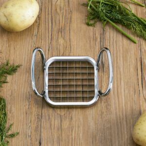 French Fry Cutter By Home Basics, French Fry Cutter Stainless Steel French Fry Slicer | With Easy Grip Handles,Silver