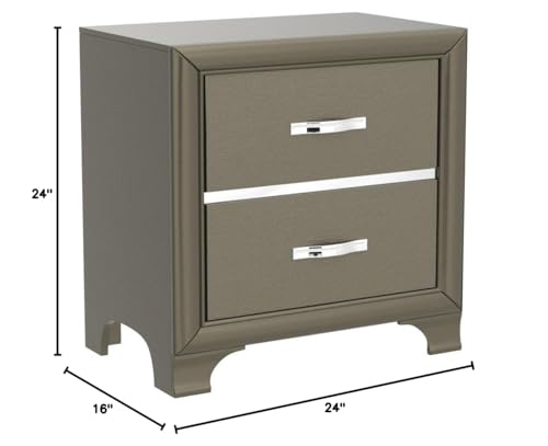 Acme Carine 2 Drawer Nightstand in Champagne