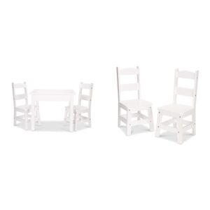 melissa & doug toddler-sized kids white wooden furniture - table and 4 chairs