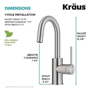 KRAUS Spot Free Oletto Single Handle Kitchen Bar Faucet in All-Brite Stainless Steel Finish, KPF-2600SFS (Pack of 1)