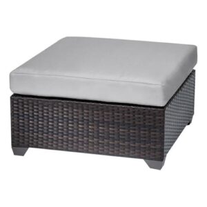 bowery hill 17'' resin wicker/fabric thick cushion patio ottoman in gray