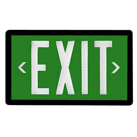 Carpenter Lighting Green Self-Luminous Tritium Exit Sign with 10-Year Life - Black Frame