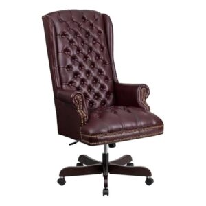 scranton & co traditional leather executive office chair in burgundy red