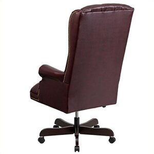 Scranton & Co Traditional Leather Executive Office Chair in Burgundy Red