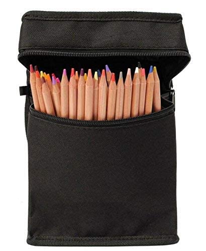 Multifunction Large Capacity Black Folding Marker Pen Canvas Pencil Case Pen Storage Bag Can Hold 24-80 pcs Markers Pen (S and L)