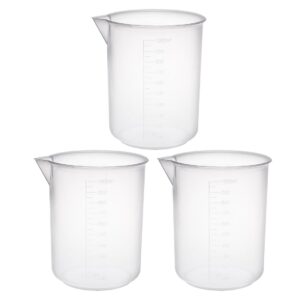 uxcell measuring cup 1000ml pp plastic graduated beaker transparent for lab kitchen liquids 3pcs