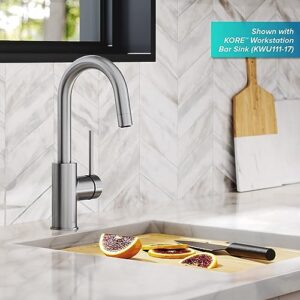 KRAUS Spot Free Oletto Single Handle Kitchen Bar Faucet in All-Brite Stainless Steel Finish, KPF-2600SFS (Pack of 1)